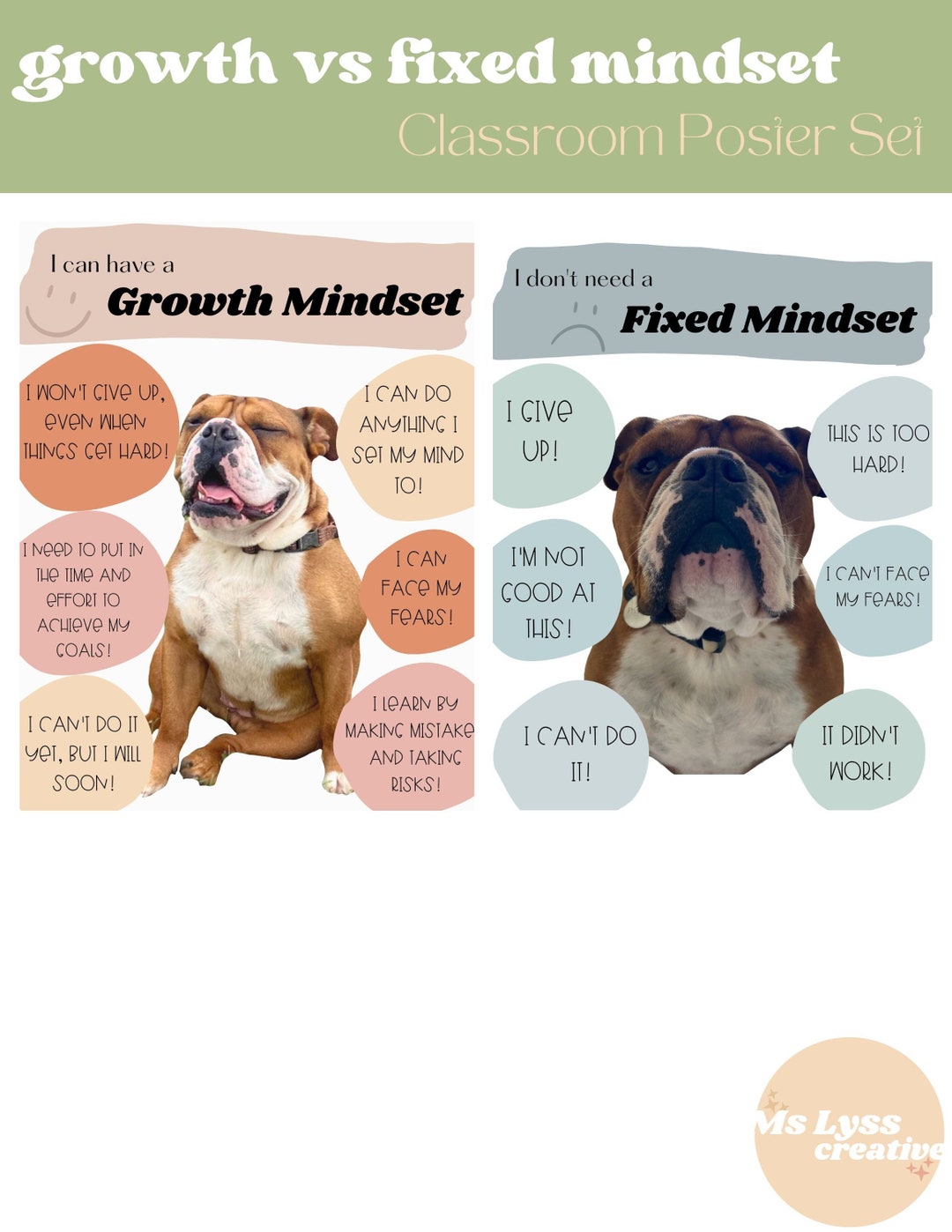 Growth Vs Fixed Mindset Posters Neutral Classroom Posters - Etsy