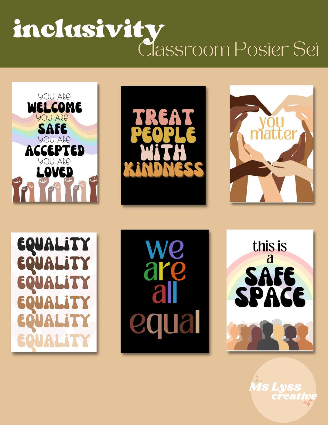 Inclusivity, Diversity, Classroom Poster Pack, Decor Poster Set ...