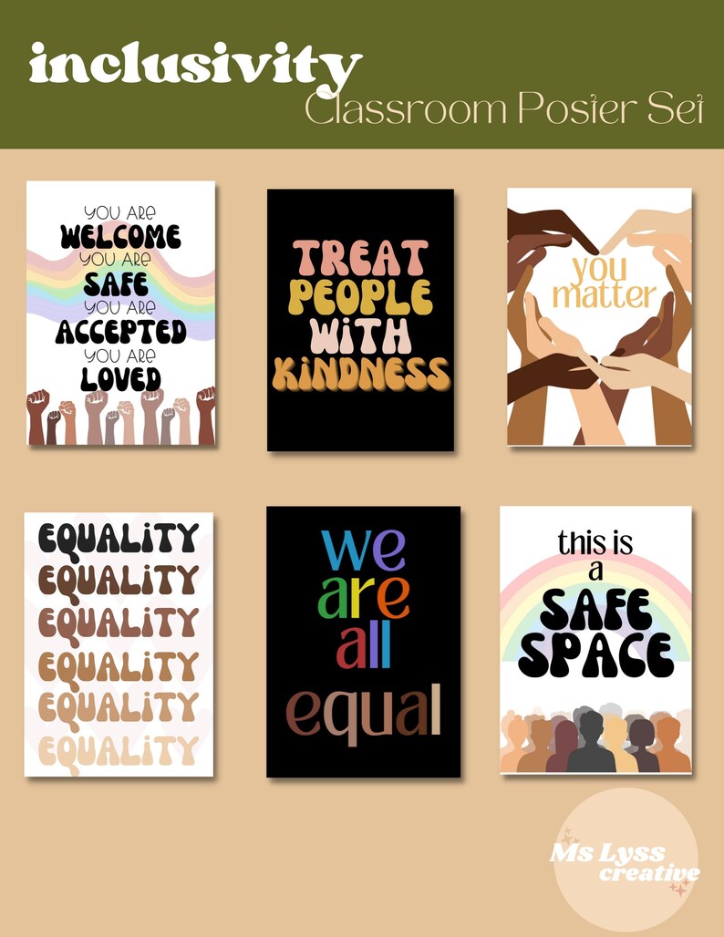 Inclusivity, Diversity, Classroom Poster Pack, Decor Poster Set ...