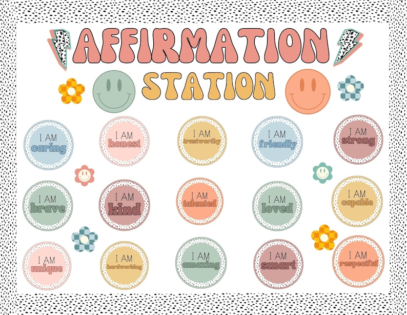 Affirmation Station | Speckle Soft Brights | Bulletin Board or Mirror ...