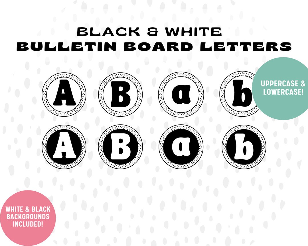 Black & White Speckle Bulletin Board Letters - Etsy