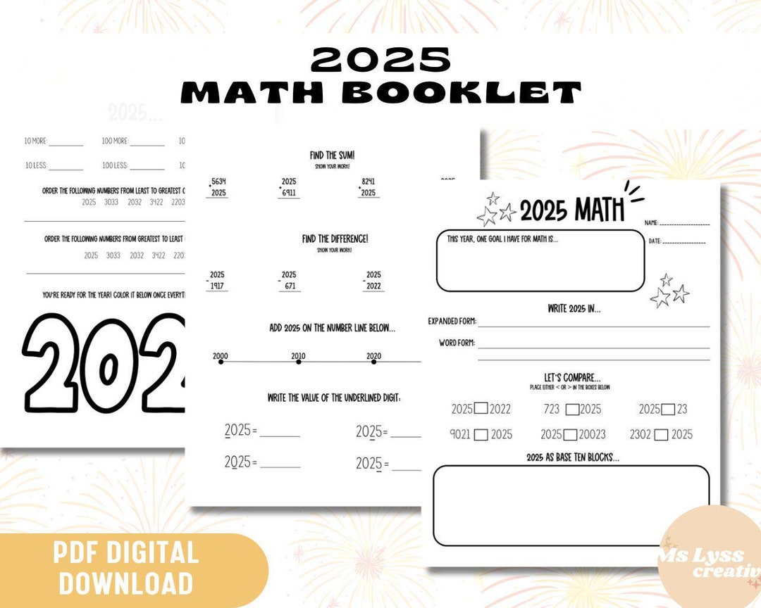 2025 Math Booklet | 2025 Themed Math Worksheets | Elementary Math 2025 ...