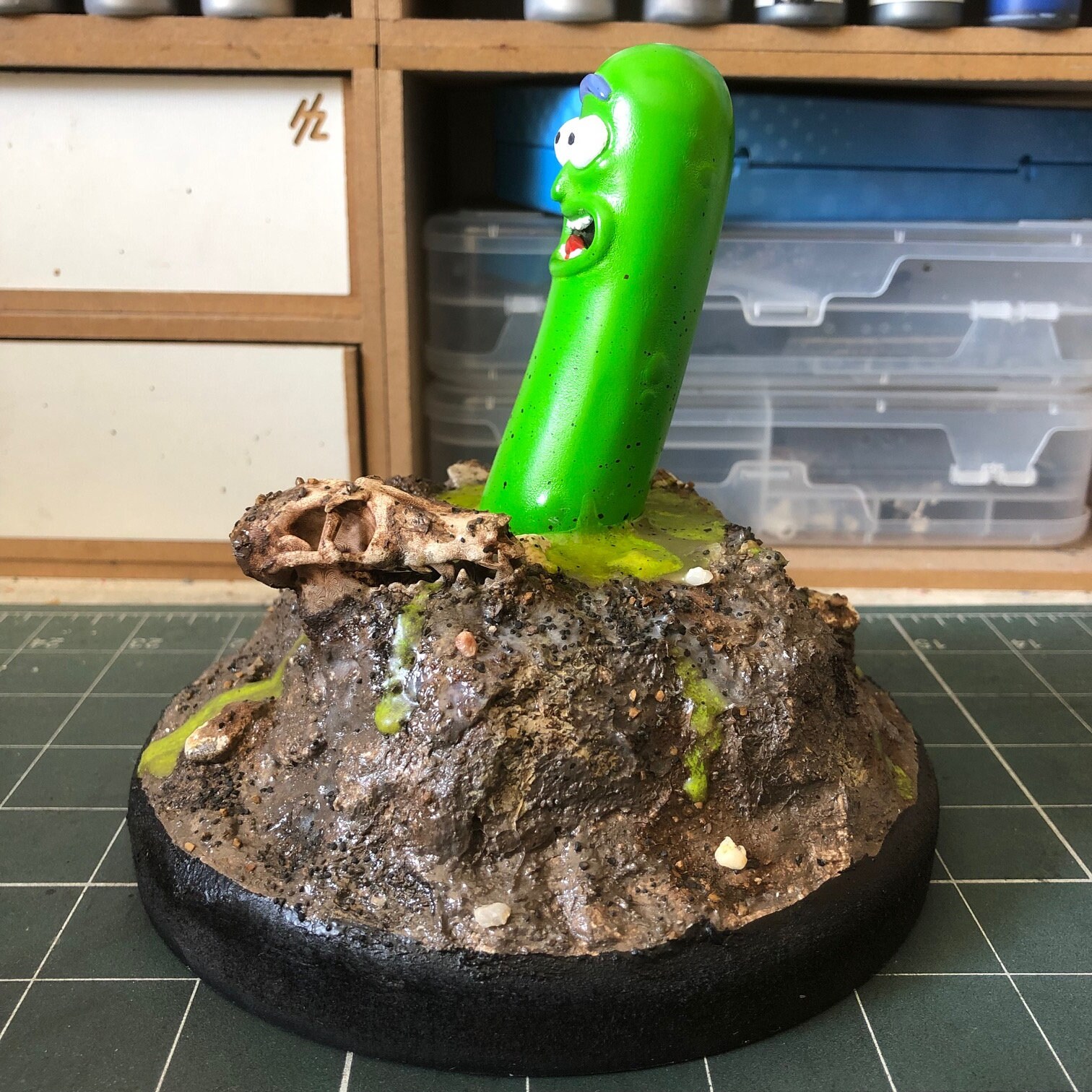 Pickle Rick Hand Painted Statue Model on Diorama Base Stand - Etsy