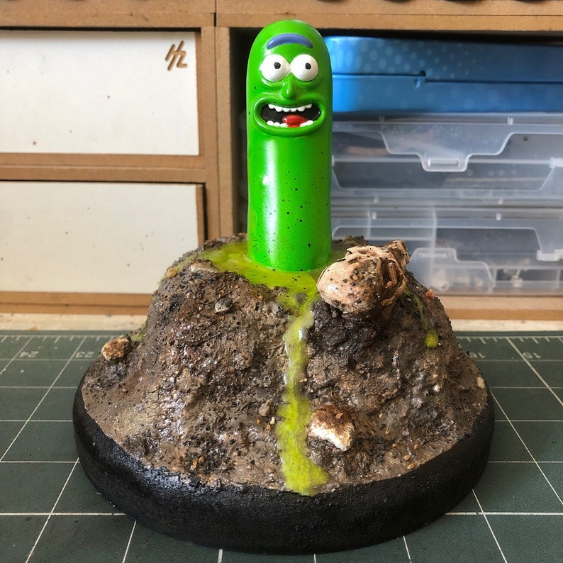 Pickle Rick Hand Painted Statue Model on Diorama Base Stand - Etsy