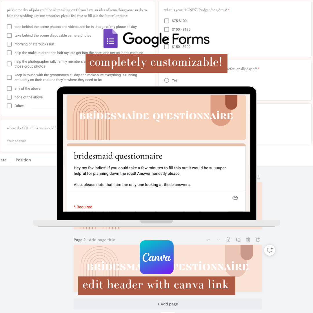 Bridesmaid Questionnaire - Editable Google Form - Etsy