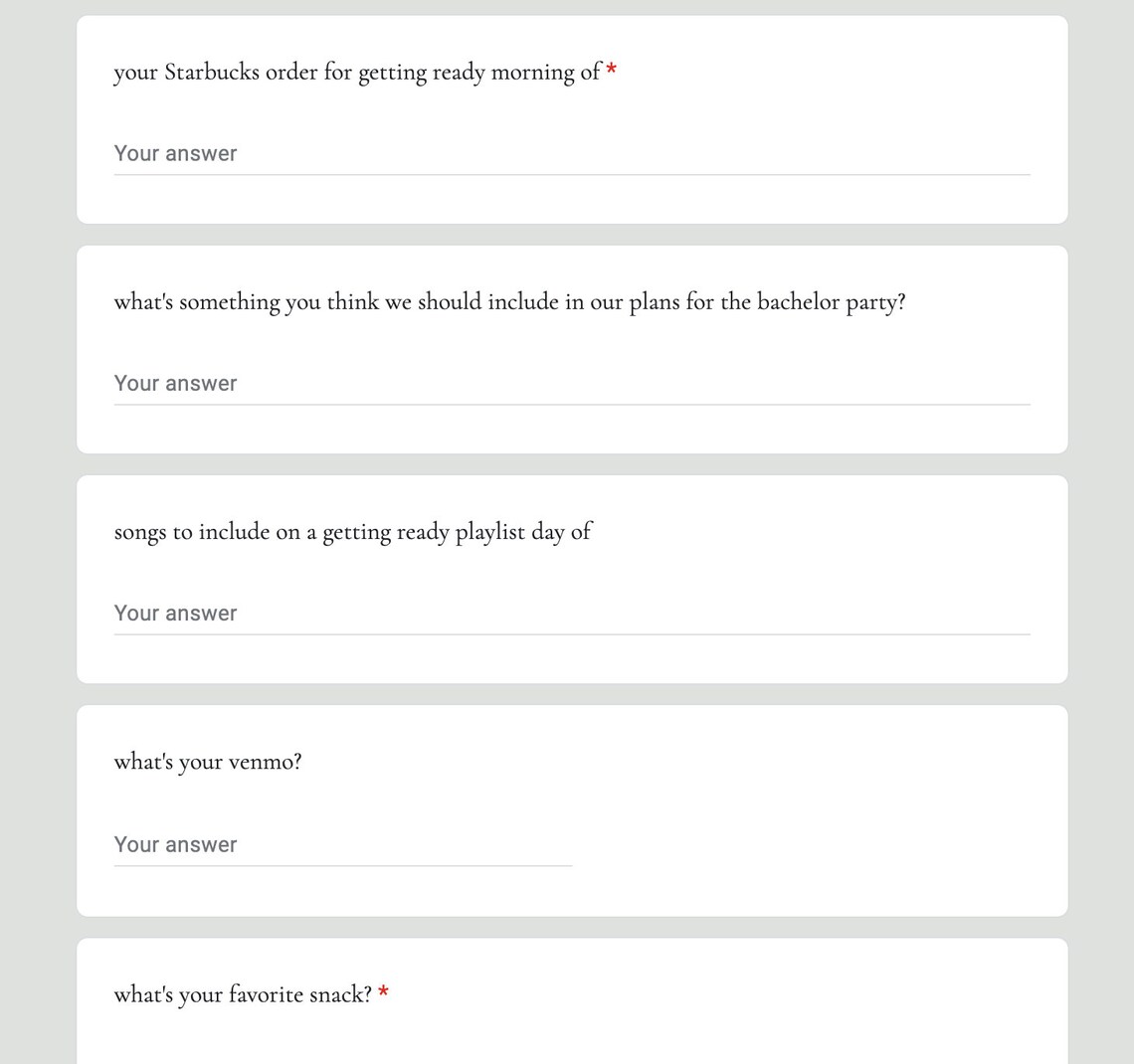 Groomsmen Questionnaire - Editable Google Form - Etsy