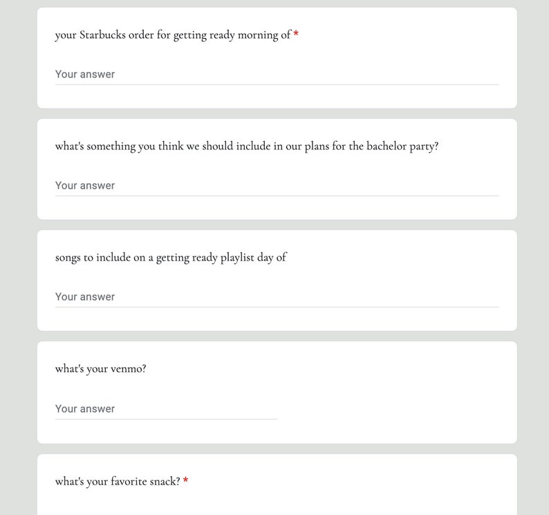 Groomsmen Questionnaire - Editable Google Form - Etsy