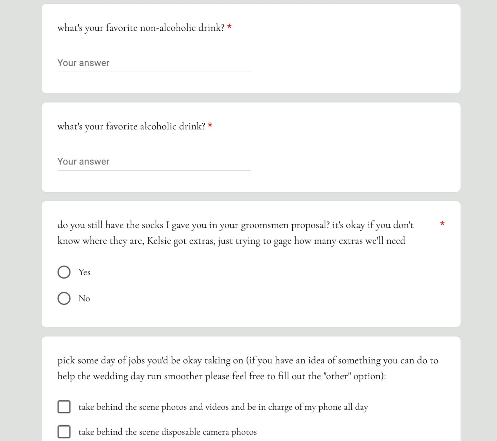 Groomsmen Questionnaire - Editable Google Form - Etsy
