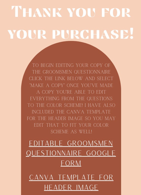 Groomsmen Questionnaire - Editable Google Form - Etsy