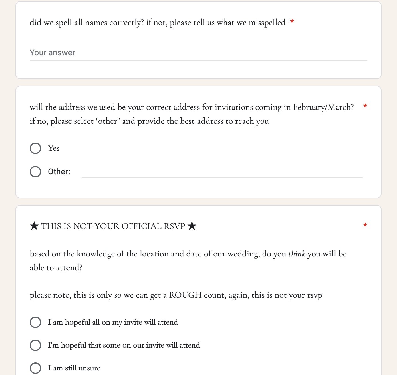 Editable Wedding Guest Survey for Save the Dates - Etsy