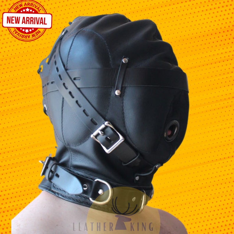 Heavy Duty Sensory Deprivation Full Face Leather Mask BDSM Leather ...