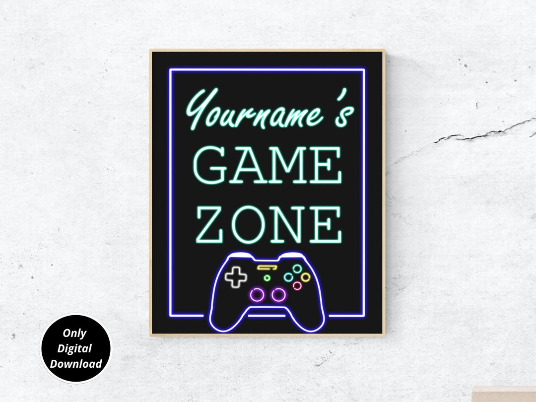 Gaming Sign Art, Personalized Neon Poster, Username's Game Zone, Wall ...