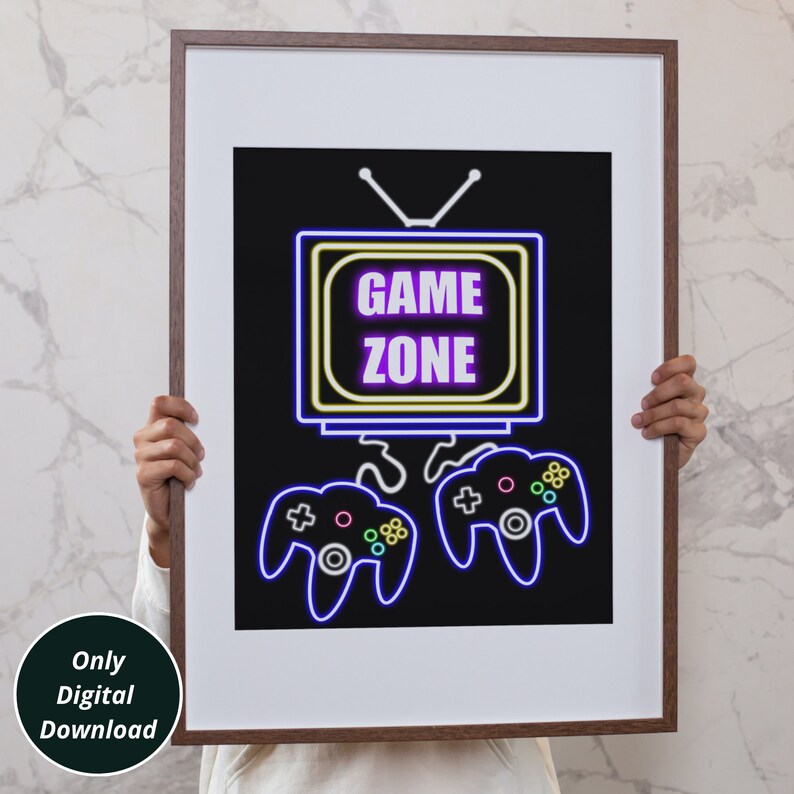 Digital Game Zone Poster Printable Retro Gaming Wall Art - Etsy