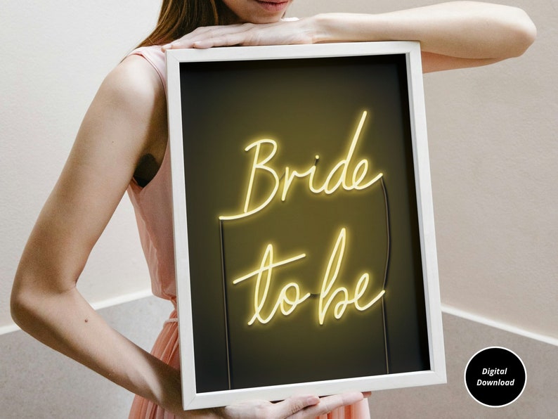 Bride to Be Neon Poster for Download, Printable Wall Art, Bride to Be ...