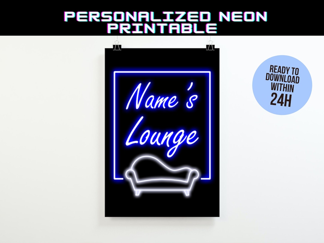 Lounge Poster, Neon Poster Chill Zone, Personalized Poster for Download ...