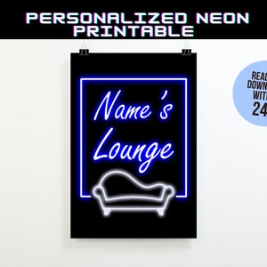 Lounge Poster, Neon Poster Chill Zone, Personalized Poster for Download ...