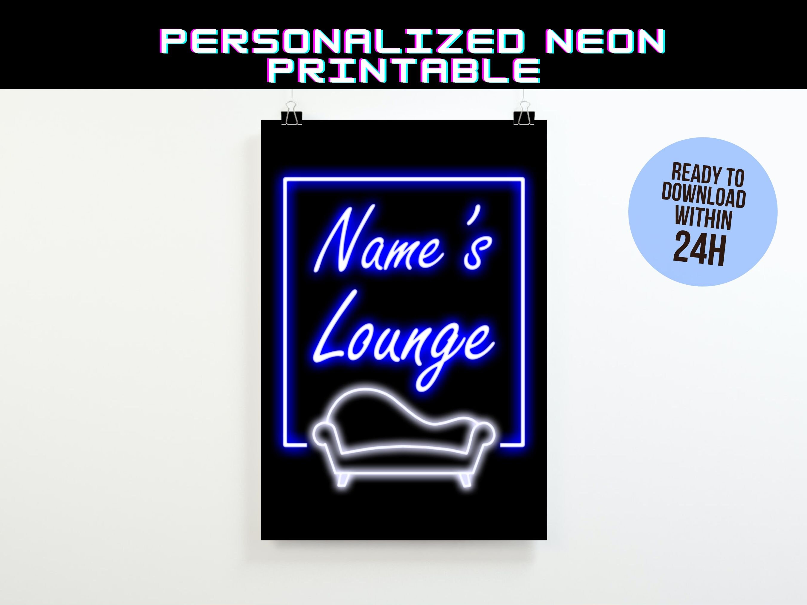 Lounge Poster, Neon Poster Chill Zone, Personalized Poster for Download ...