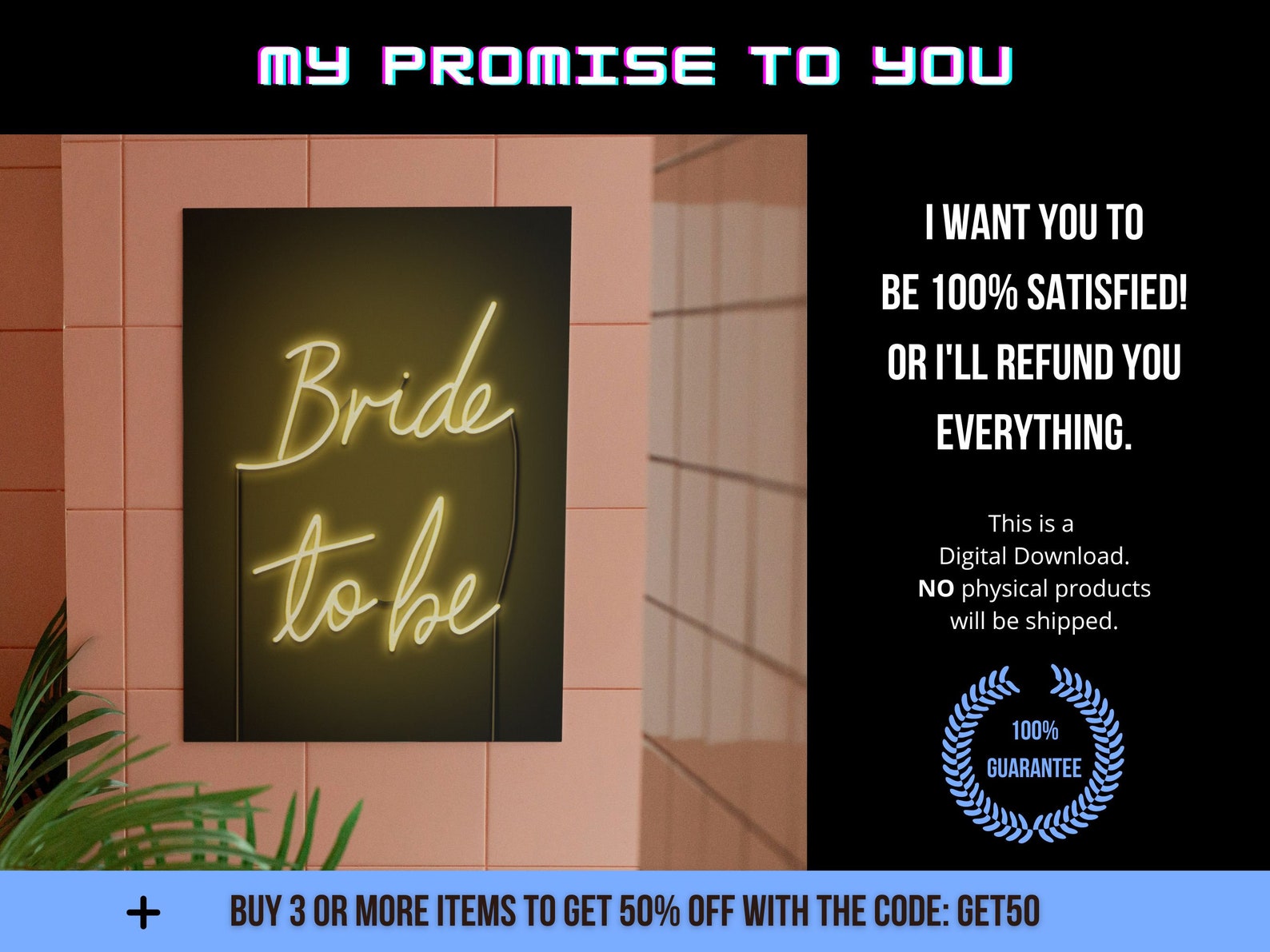 Bride to Be Neon Poster for Download, Printable Wall Art, Bride to Be ...