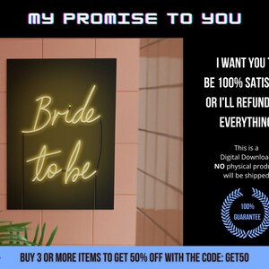Bride to Be Neon Poster for Download, Printable Wall Art, Bride to Be ...