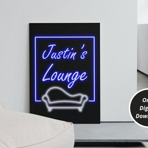 Lounge Poster, Neon Poster Chill Zone, Personalized Poster for Download ...