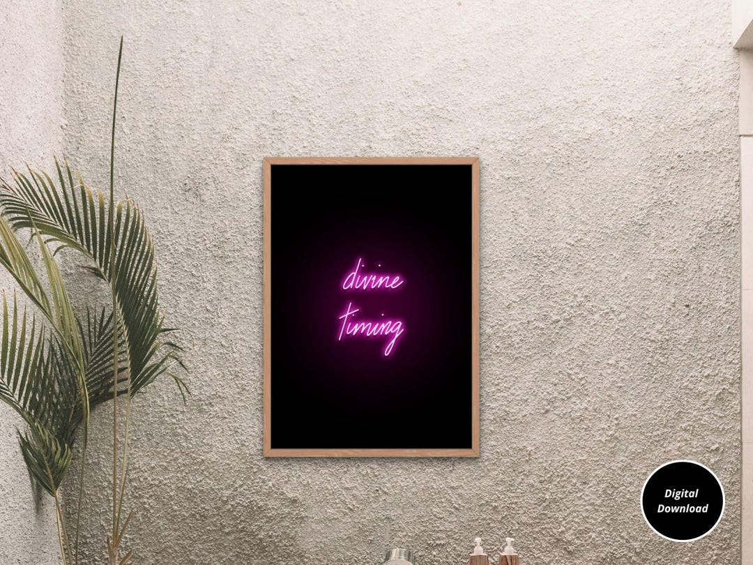 Neon Art Divine Timing, Spiritual Neon Quote, Mystical Wall Art, Cosmic ...