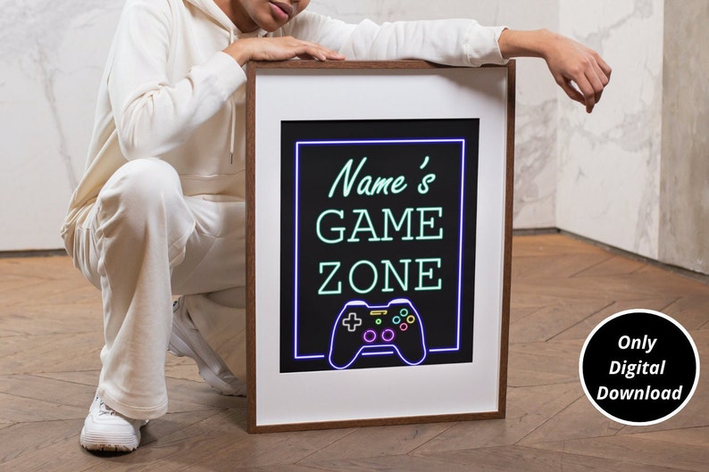 Gaming Sign Art, Personalized Neon Poster, Username's Game Zone, Wall ...