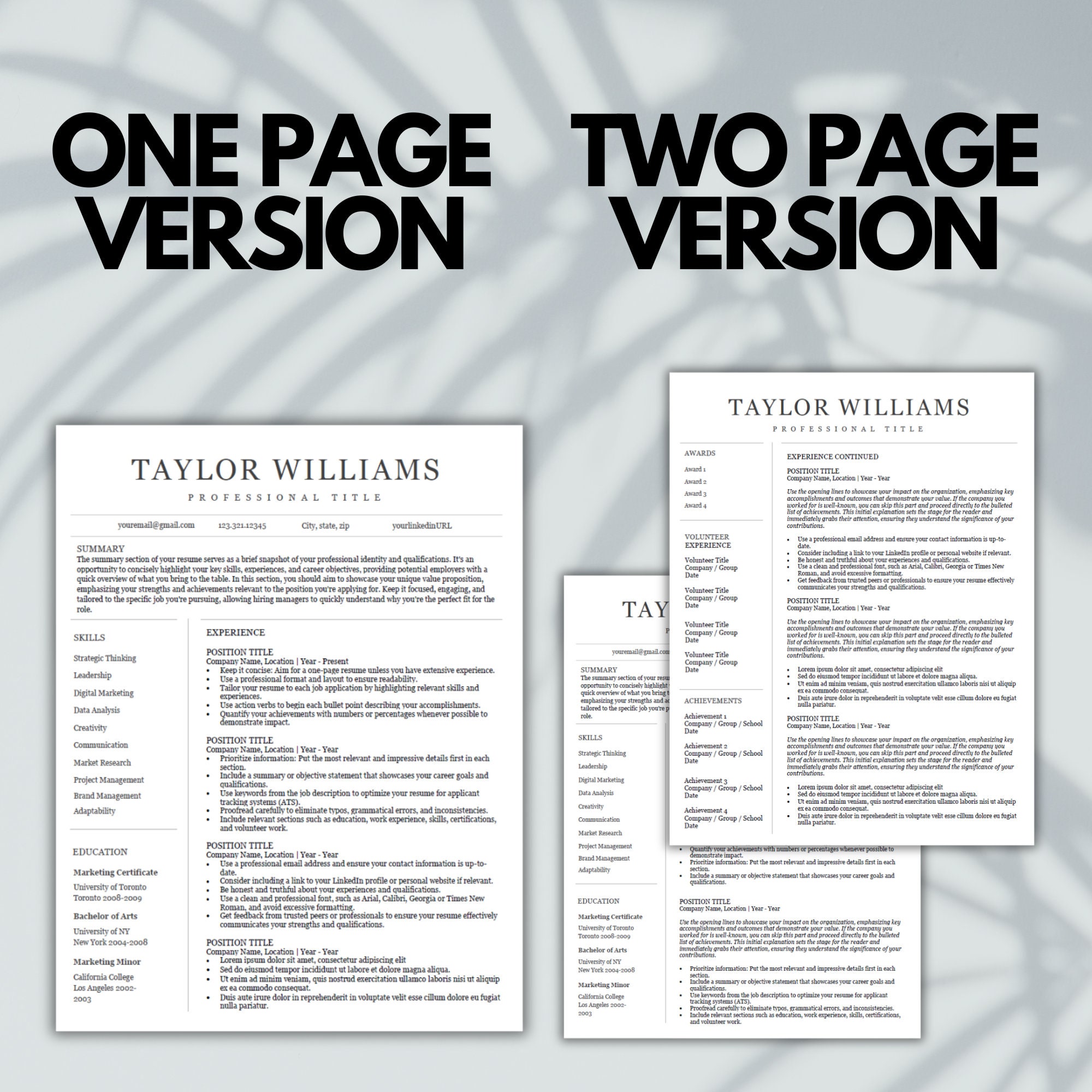 ATS Friendly Resume Template Bundle, Professional Resume Template for ...