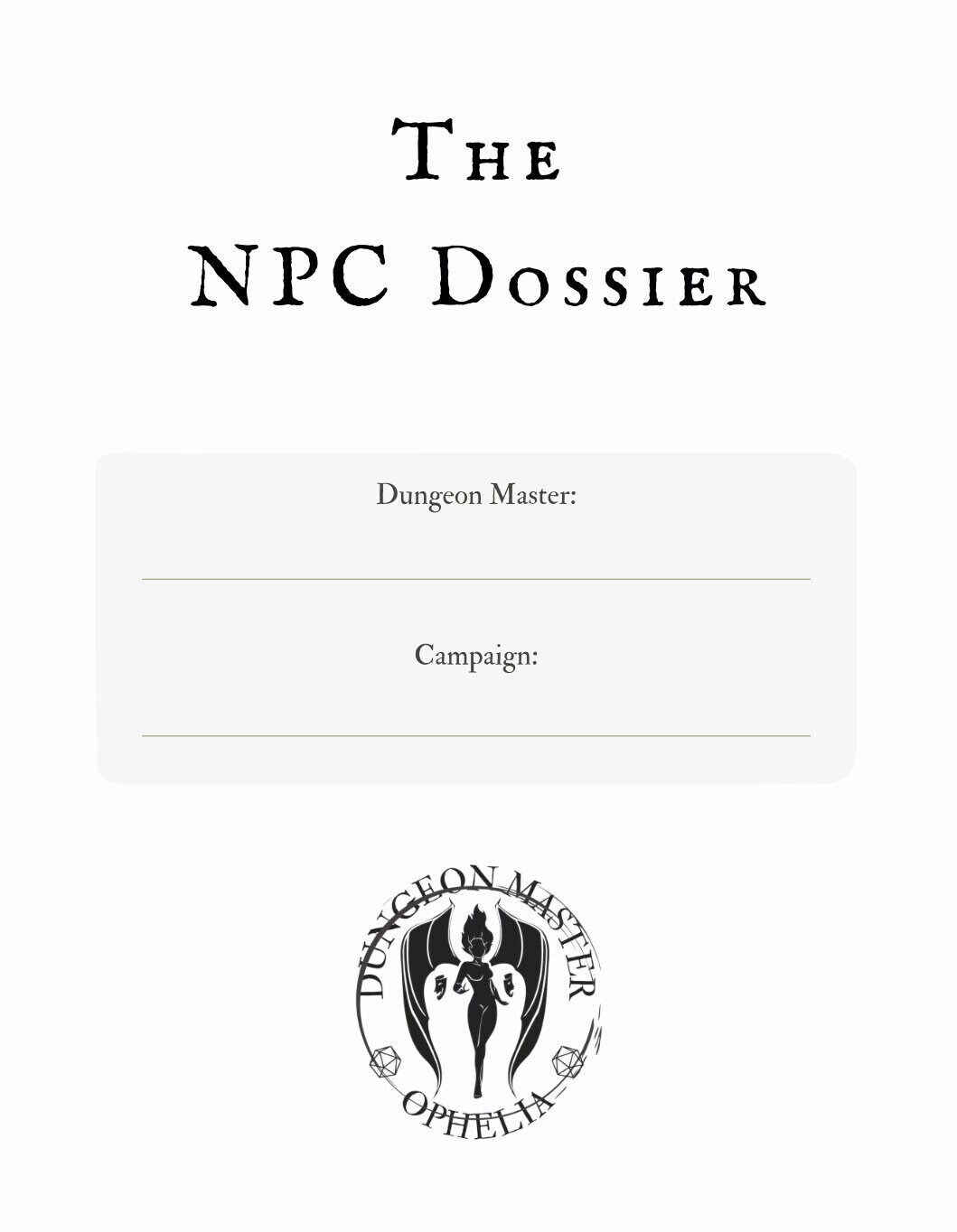 NPC Dossier 1.0 - Digital Download - Etsy