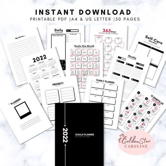 Goals Planner Printable Target Planner Workout Planner | Etsy