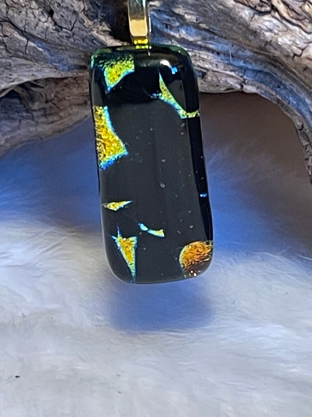 Dichroic Fused Glass Pendant, Dichroic Fused Glass Necklace, Fused ...