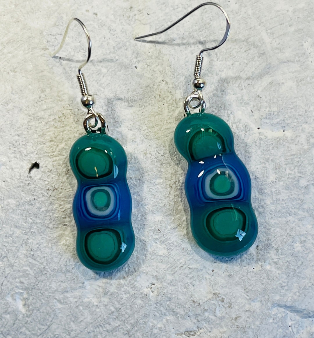 Fused Glass Murrini Millefiori Dangle Earrings, Sterling Silver Drop ...