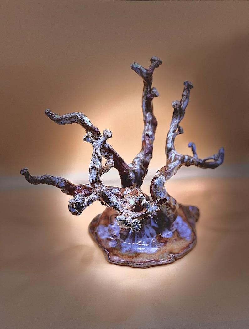 Handmade Tree of Life Stoneware Ceramic Incense Stick Burner and Holder ...