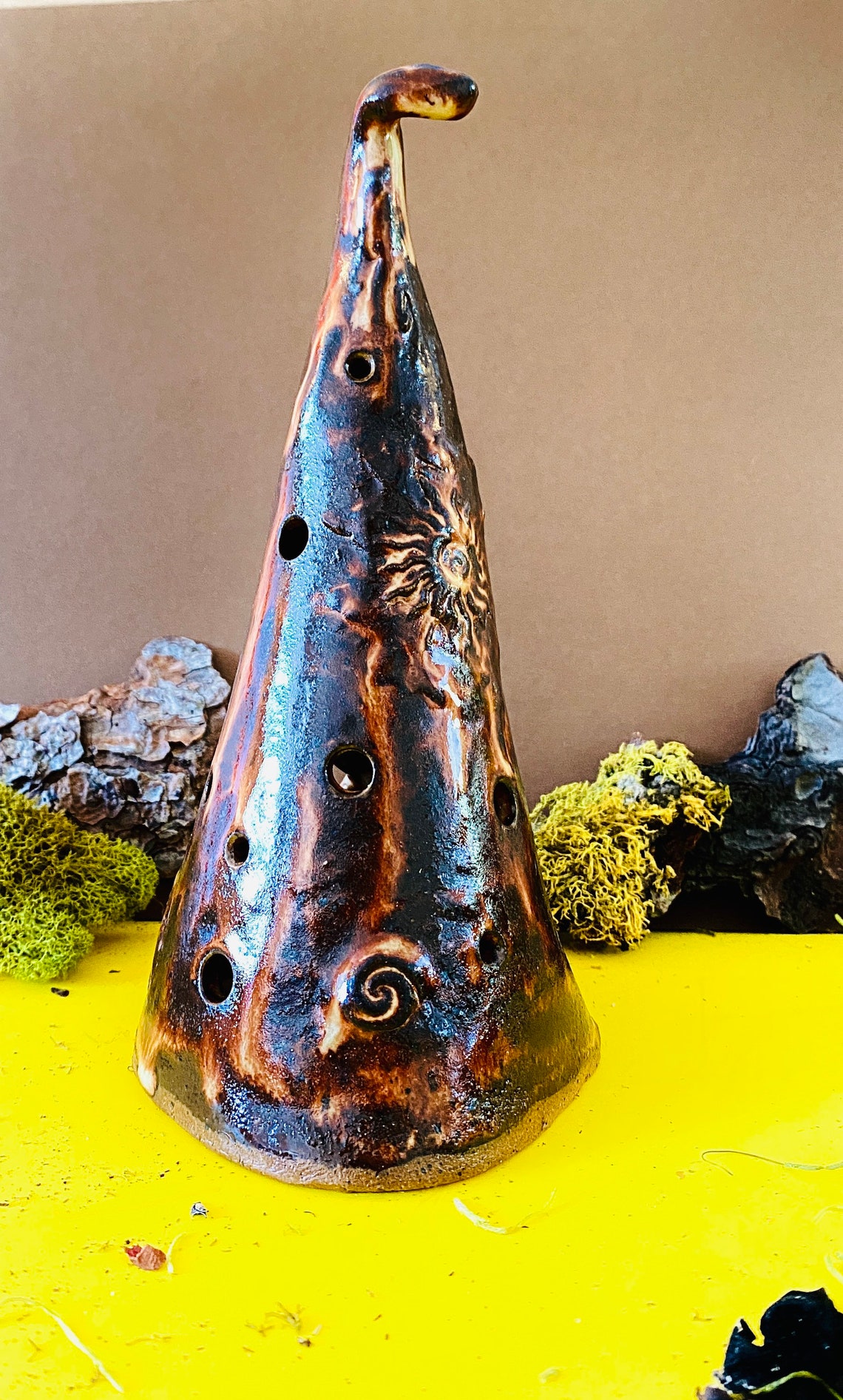 Ceramic Luminary, Fairy Teepee Tree, Whimsical Yin and Yang Tree ...
