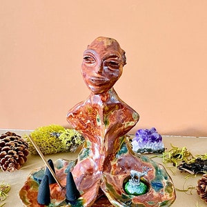 The Ethereal Monk Incense Stick & Cone Holder, Candle Holder, Ceramic ...