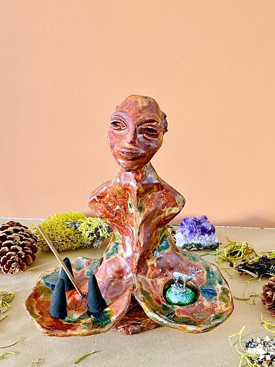The Ethereal Monk Incense Stick & Cone Holder, Candle Holder, Ceramic ...
