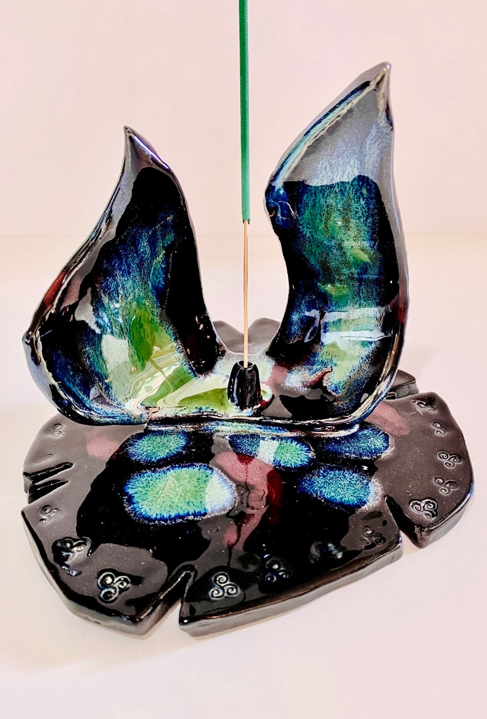 Handmade Whimsical Fire Wings Ceramic Incense Burner, Incense Cone ...