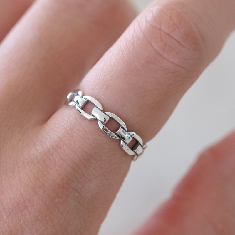 Silver Chain Ring - Etsy