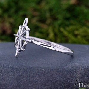 Nautical Compass Rose Ring Sterling Silver Compass Rose Marine Sailing Symbol Wind Rose Oxidized ...