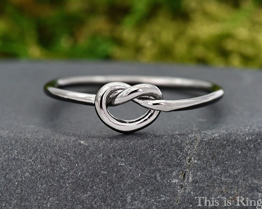 Minimalist Black Silver Overhand Knot Promise Ring Simple - Etsy