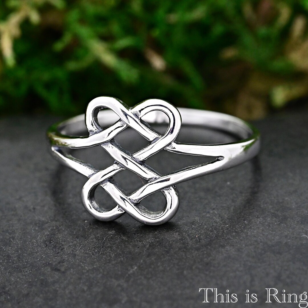 Simple Celtic Endless Love Knot Solid 925 Sterling Silver Band Celtic ...
