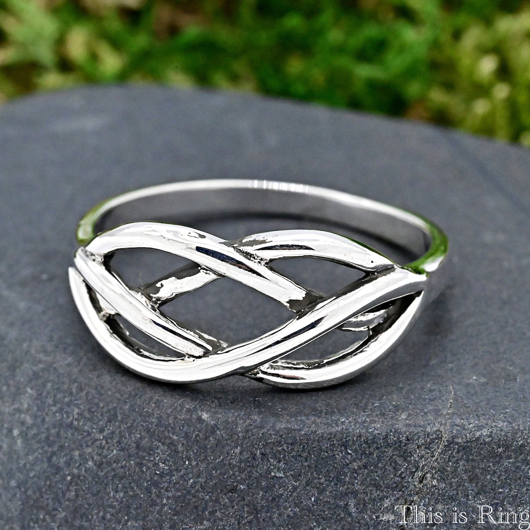 Celtic Knot Style Multi Infinity Ring • Solid 925 Sterling Silver Band ...