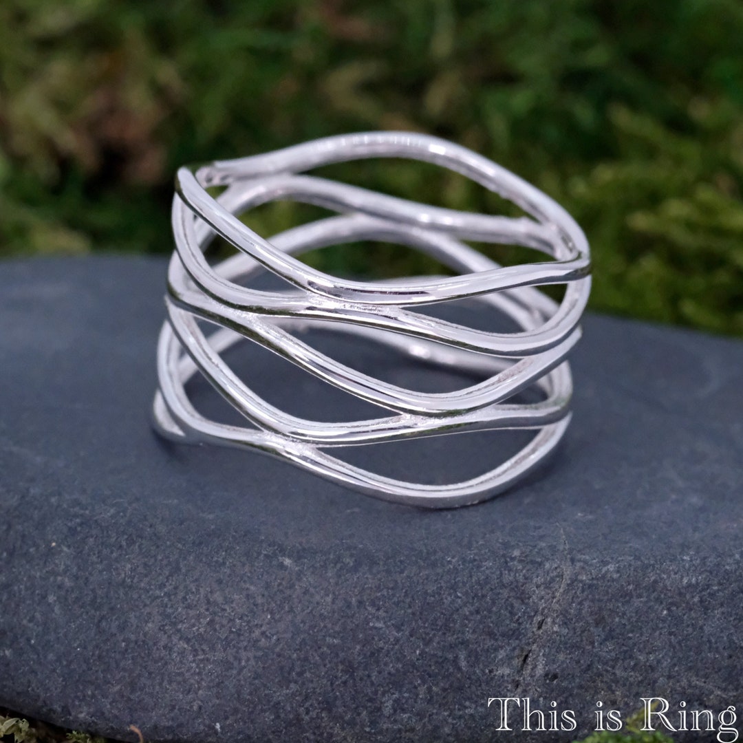 Multi Layers Wire Criss Cross Women's Ring Solid 925 Sterling Silver ...