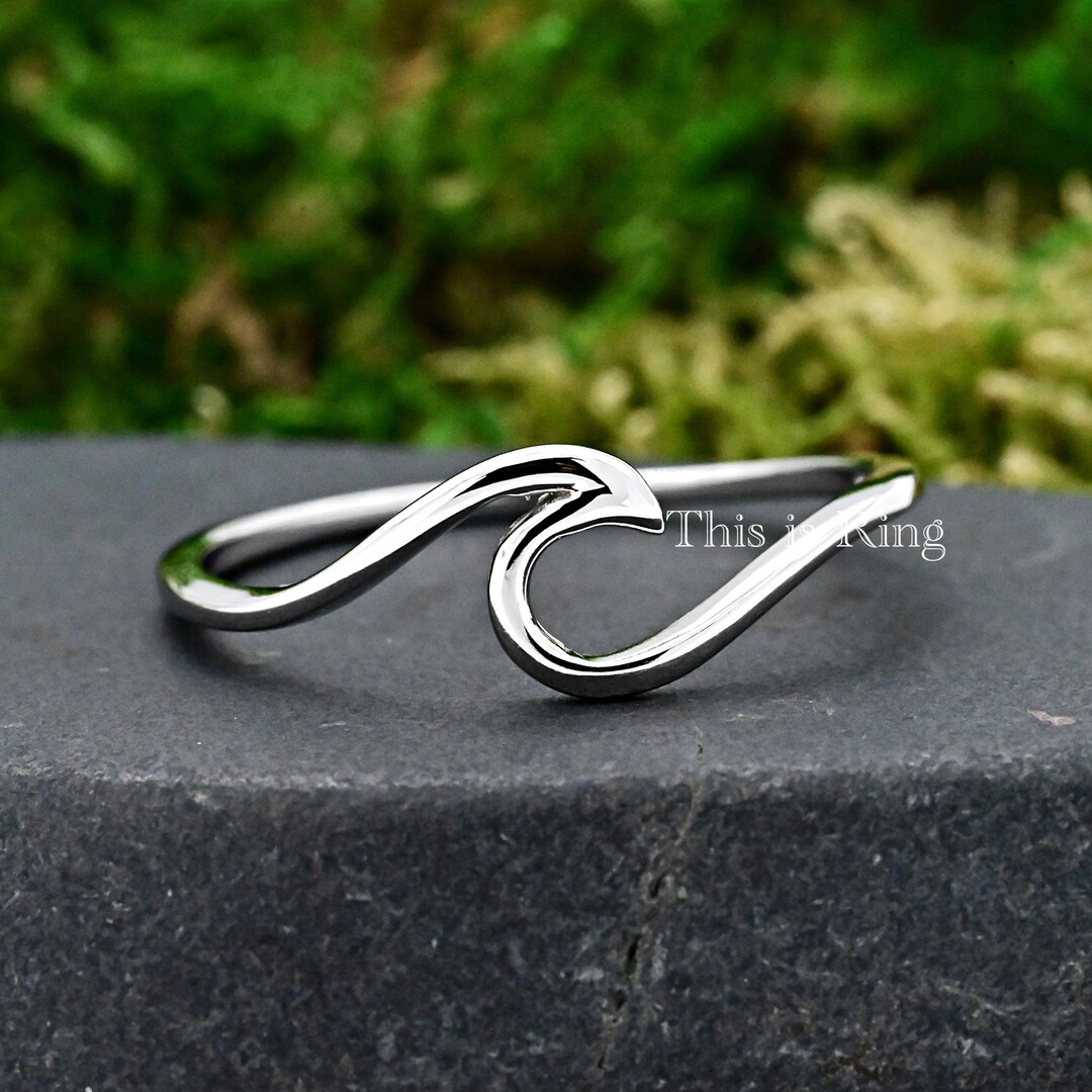 Minimalist Simple Sterling Silver Ocean Waves Ring Cresting - Etsy