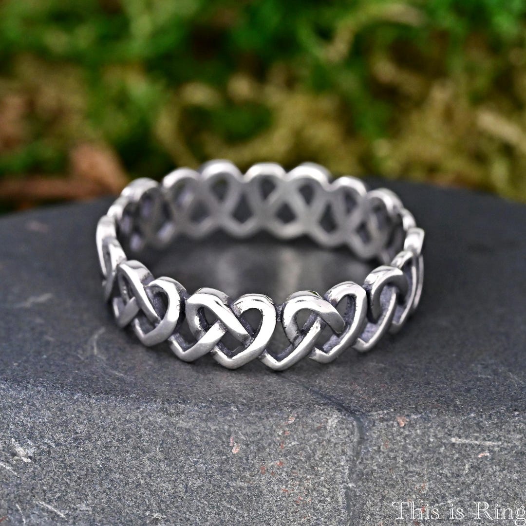 Celtic Heart Eternity Ring Solid 925 Sterling Silver Ring Women's Ring ...