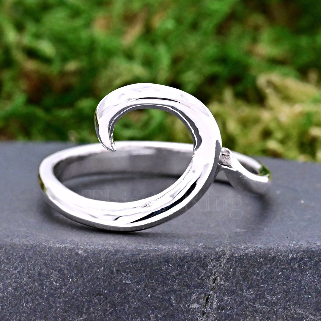 Big Ocean Wave Silver Ring Solid 925 Sterling Silver Nautical Ocean Tides Ring Minimalist Waves ...