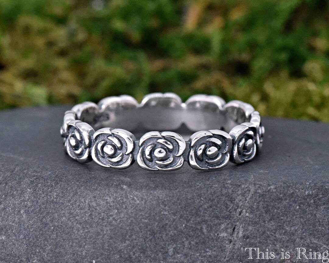 Rose Flower Eternity Ring Women's Thumb Ring June Birth Flower Rose ...