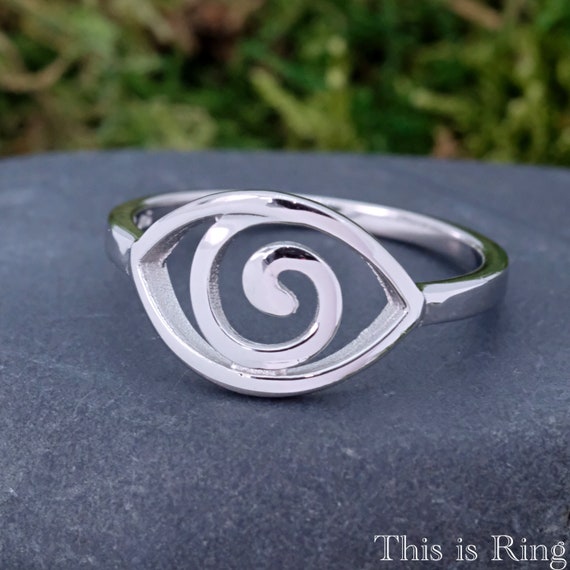 Swirl Eye Ring Solid 925 Sterling Silver Evil Eye Ring - Etsy