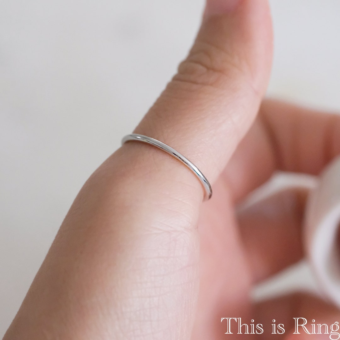 Minimalist 1.5mm Skinny Thumb Ring Silver Simple High Polished Thin ...
