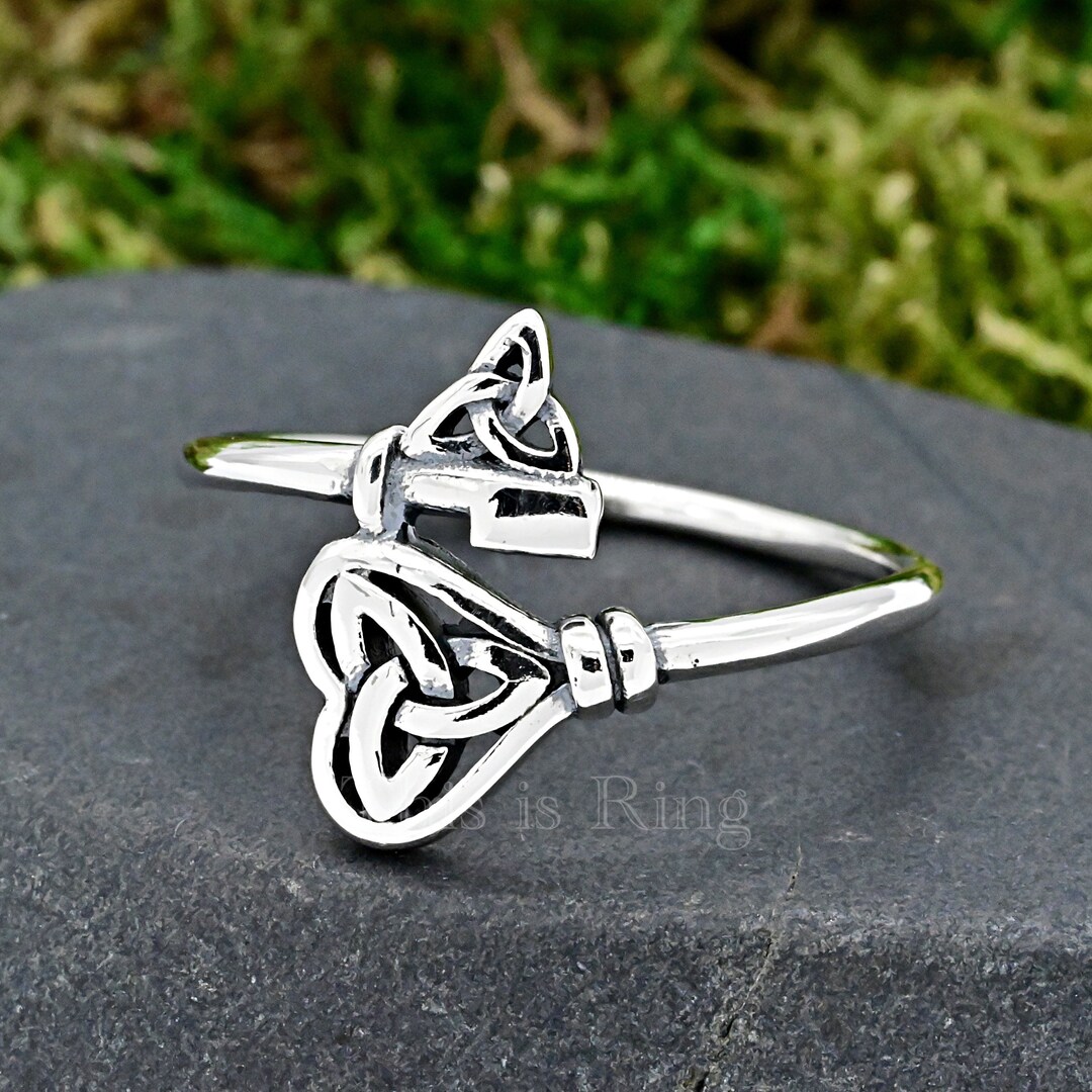 Celtic Triquetra Trinity Knot Heart Key Ring 925 Sterling Silver Irish ...