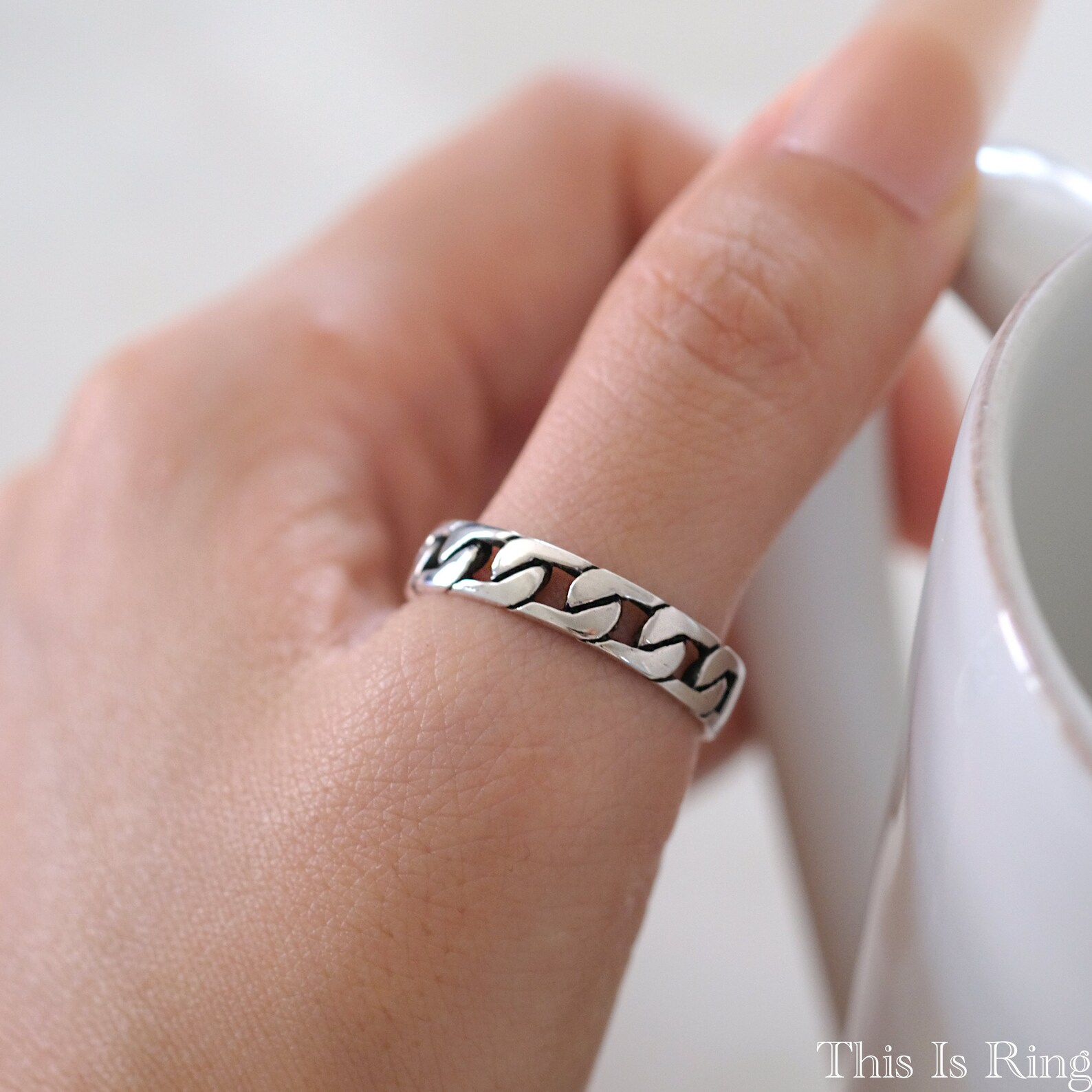 Chain Link Solid 925 Sterling Silver Ring Chain Ring - Etsy